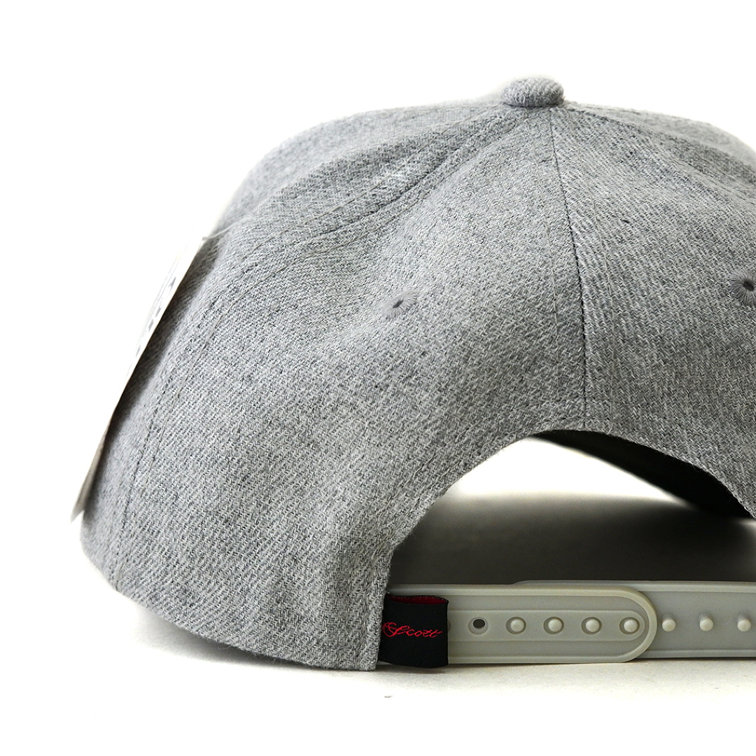 HEATHER GREY AND NAVY BLUE HAT WITH AMERICAN FLAG PATCH｜スコット｜Casket カスケット
